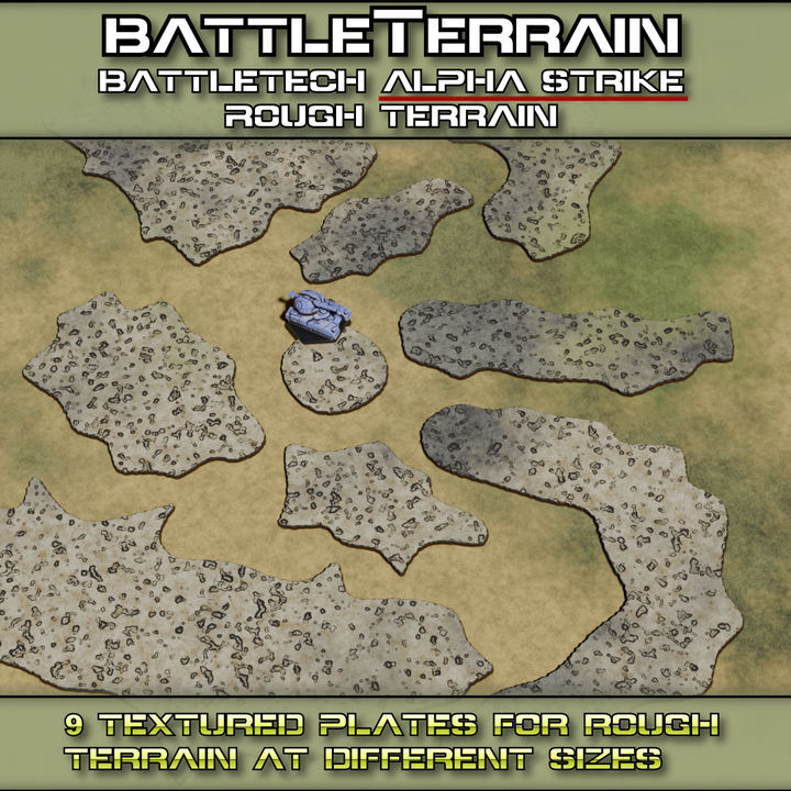 3D Printable BattleTerrain: Rough Terrain tiles for Battletech Alpha Strike by tinnut